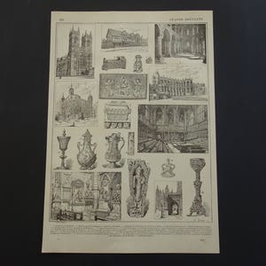 Antique Print Poster About United Kingdom Art Old Pictures of English ...