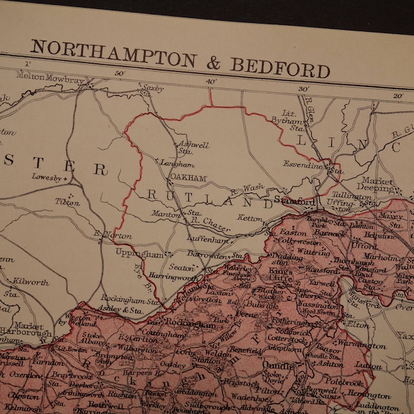 Antique Map of Northamptonshire - Etsy