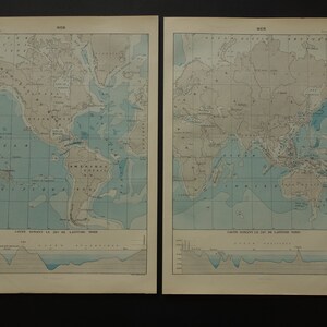 Antique Worldmap of Oceans Original 1902 Old Ocean World Map Print ...