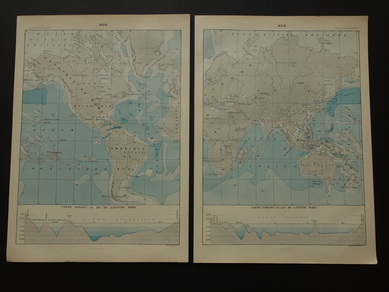 Antique Worldmap of Oceans Original 1902 Old Ocean World Map - Etsy