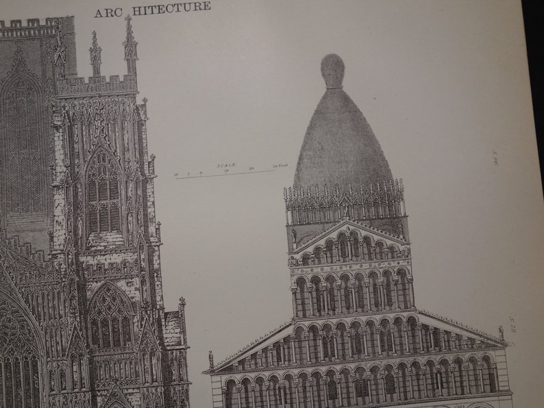 Vintage YORK CATHEDRAL PRINT Original 1875 Old Architecture ...