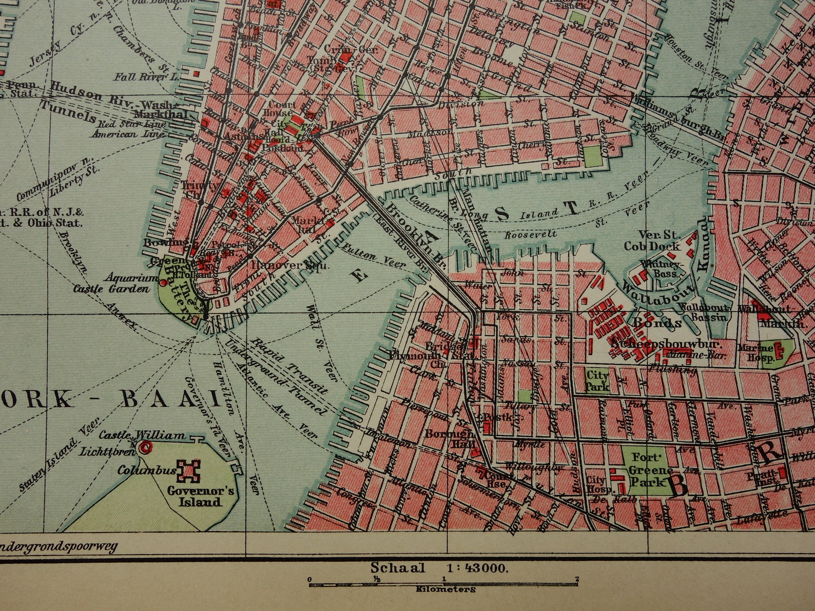 NEW YORK map 1910 antique old print of NY city Manhattan | Etsy