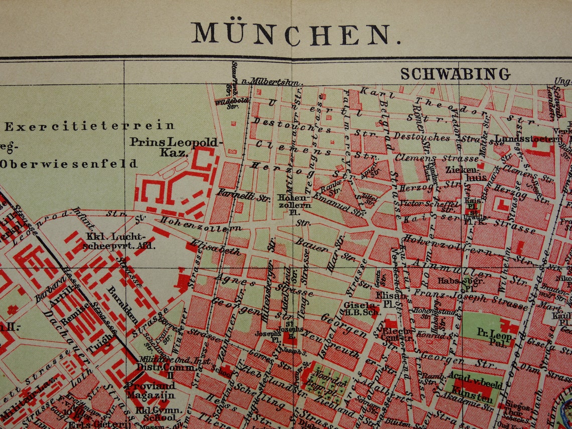 Munich antique map city plan of Munich Germany 1910 original | Etsy