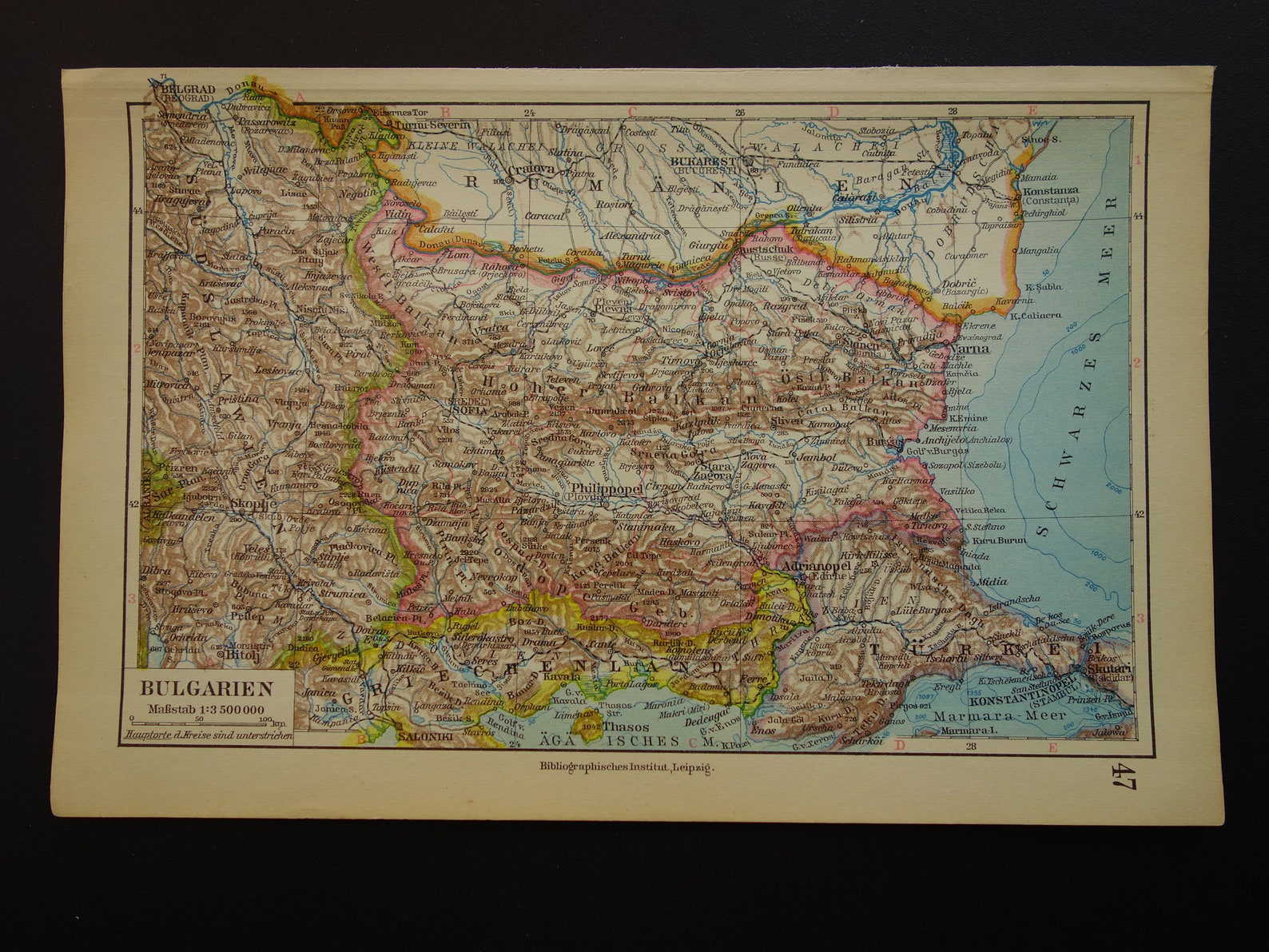 BULGARIA old map of Bulgaria antique print about Bulgarian | Etsy