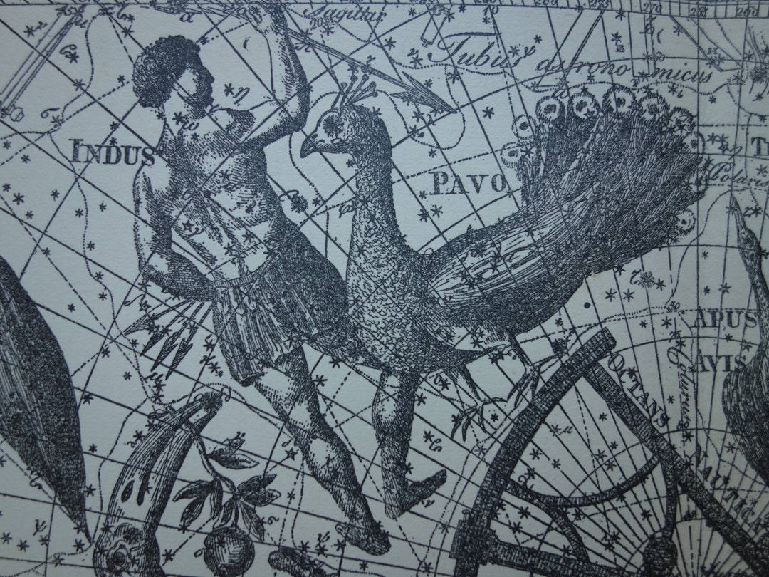 Antique ASTRONOMY Print Old Star Chart Vintage Astrology Map Poster of ...