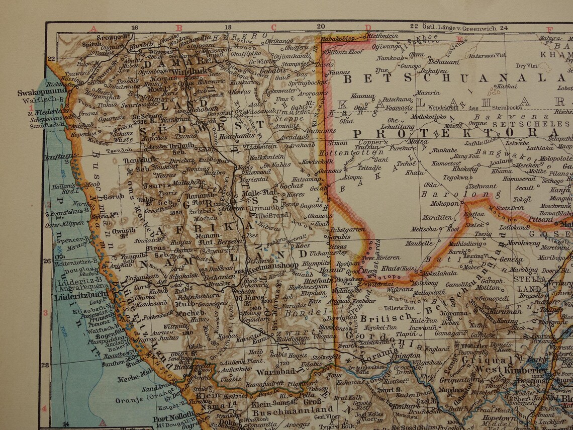 Old Map of South Africa 1928 Original Vintage Print About Namibia ...