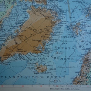 ARCTIC Old Map of Arctic Region 1928 Detailed Antique Print About Polar ...