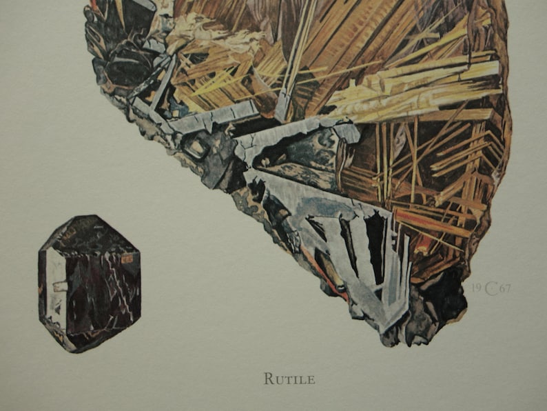Old Mineral Prints - Vintage Print Set of 3 Matching Plates - Stone ...