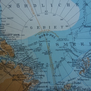 ARCTIC Old Map of Arctic Region 1928 Detailed Antique Print About Polar ...