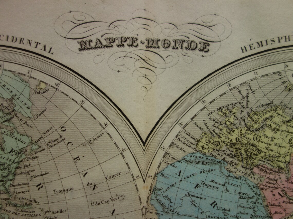 Antique WORLD Map 180 Years Old Map of the World 1838 - Etsy
