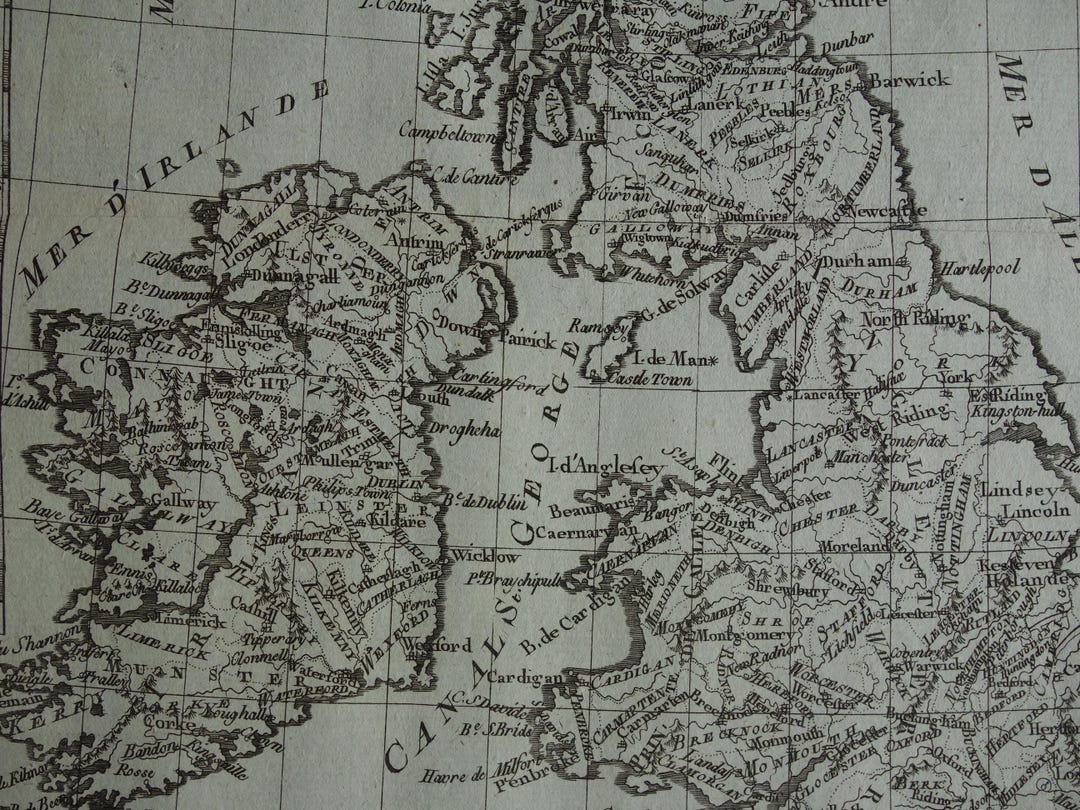 GREAT BRITAIN Map of the British Isles 1780 Original Vintage Map About ...