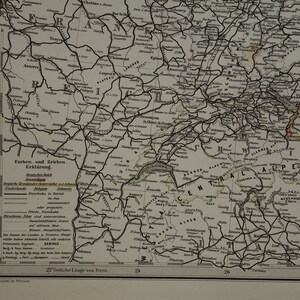 1878 Antique Railway Highway Map of Germany Poland Holland Old Vintage ...