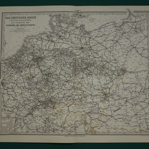 1878 Antique Railway Highway Map of Germany Poland Holland Old Vintage ...
