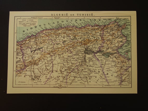 ALGERIA Old Map of Algeria and Tunisia 1905 Original Dutch | Etsy