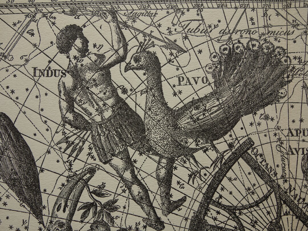 Antique ASTRONOMY Print Old Star Chart Vintage Astrology Map Poster of ...