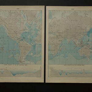 Antique Worldmap of Oceans Original 1902 Old Ocean World Map Print ...