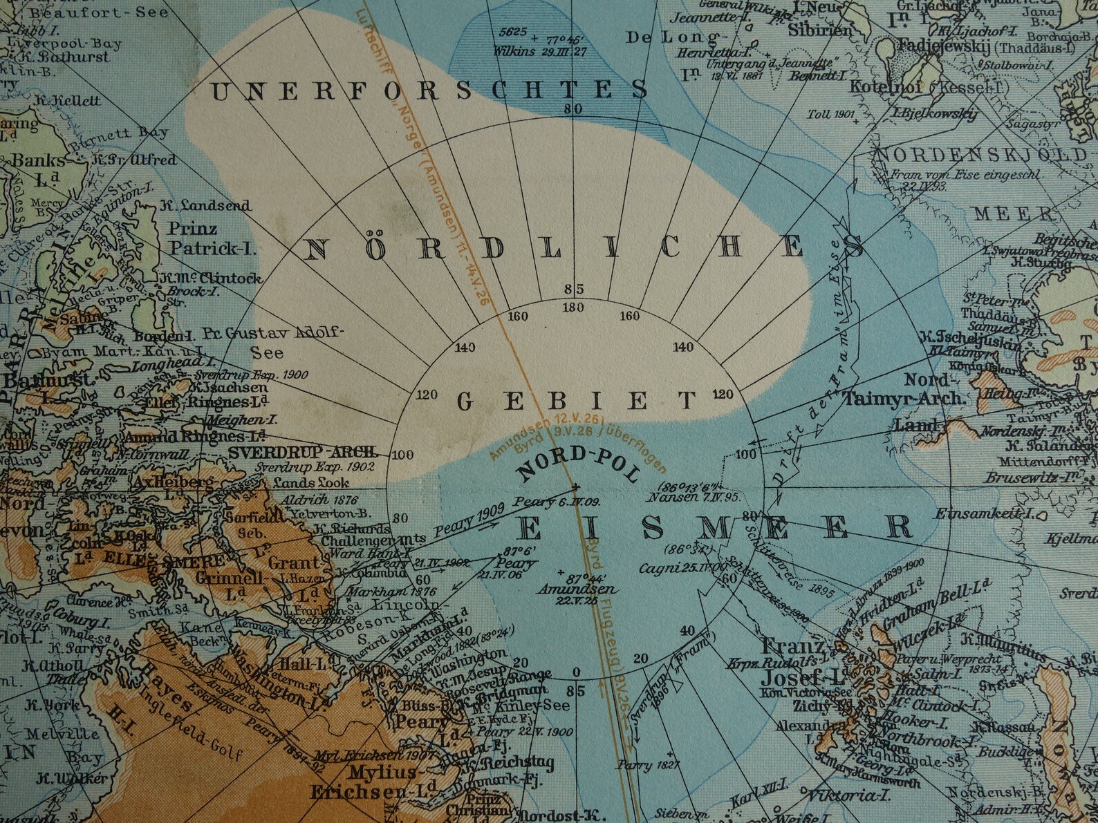 ARCTIC Old Map of Arctic Region 1928 Detailed Antique Print - Etsy