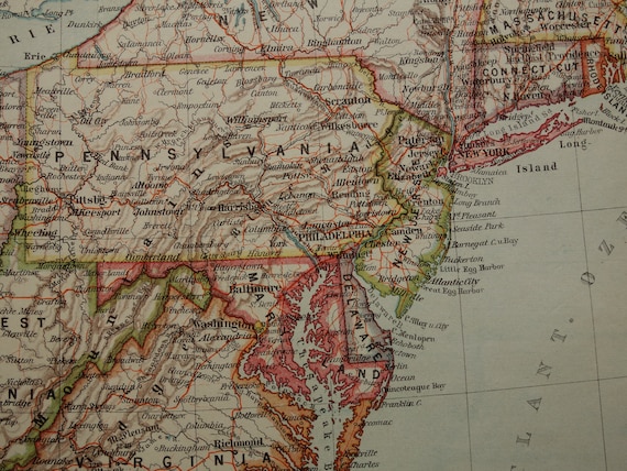 Old Map of the United States 1926 Vintage Poster Eastern USA | Etsy