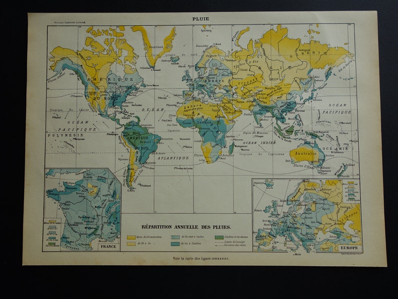 Old Weather Map 1902 Original Antique French Worldmap About - Etsy