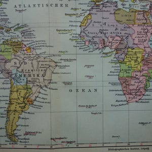 Old World Map 1928 Original Vintage Print of Worldmap Political ...