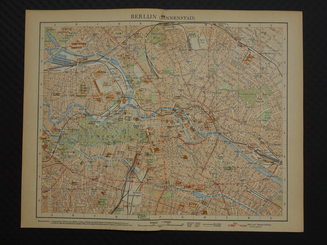 BERLIN Map 1933 Dutch Old Antique City Plan About Berlin Germany ...