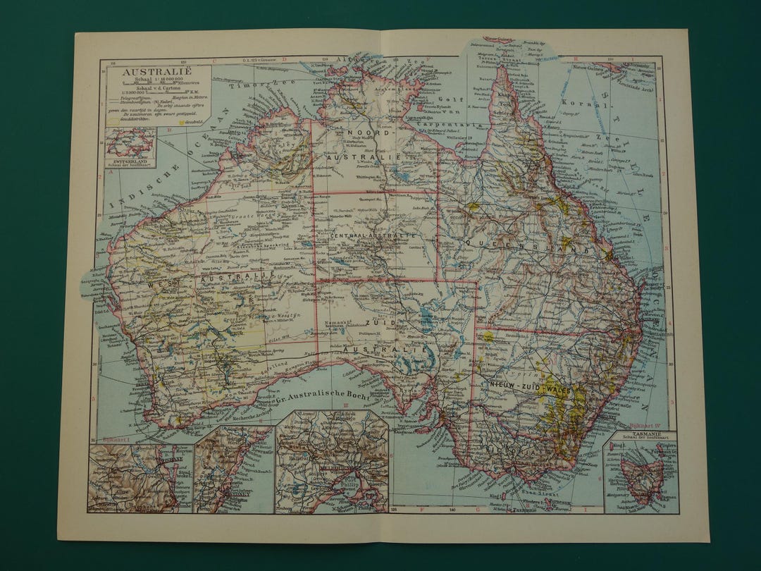 AUSTRALIA Old Map of Australia Detailed 1932 Vintage Print - Etsy