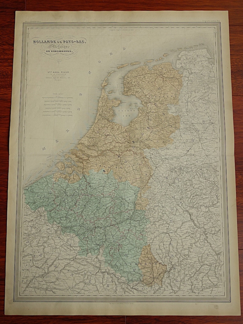 HOLLAND Old Map of the Netherlands and Belgium LARGE 1880 - Etsy
