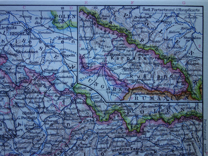 CZECHOSLOVAKIA Old Map of Czechoslovakia From 1928 Small Vintage Maps ...