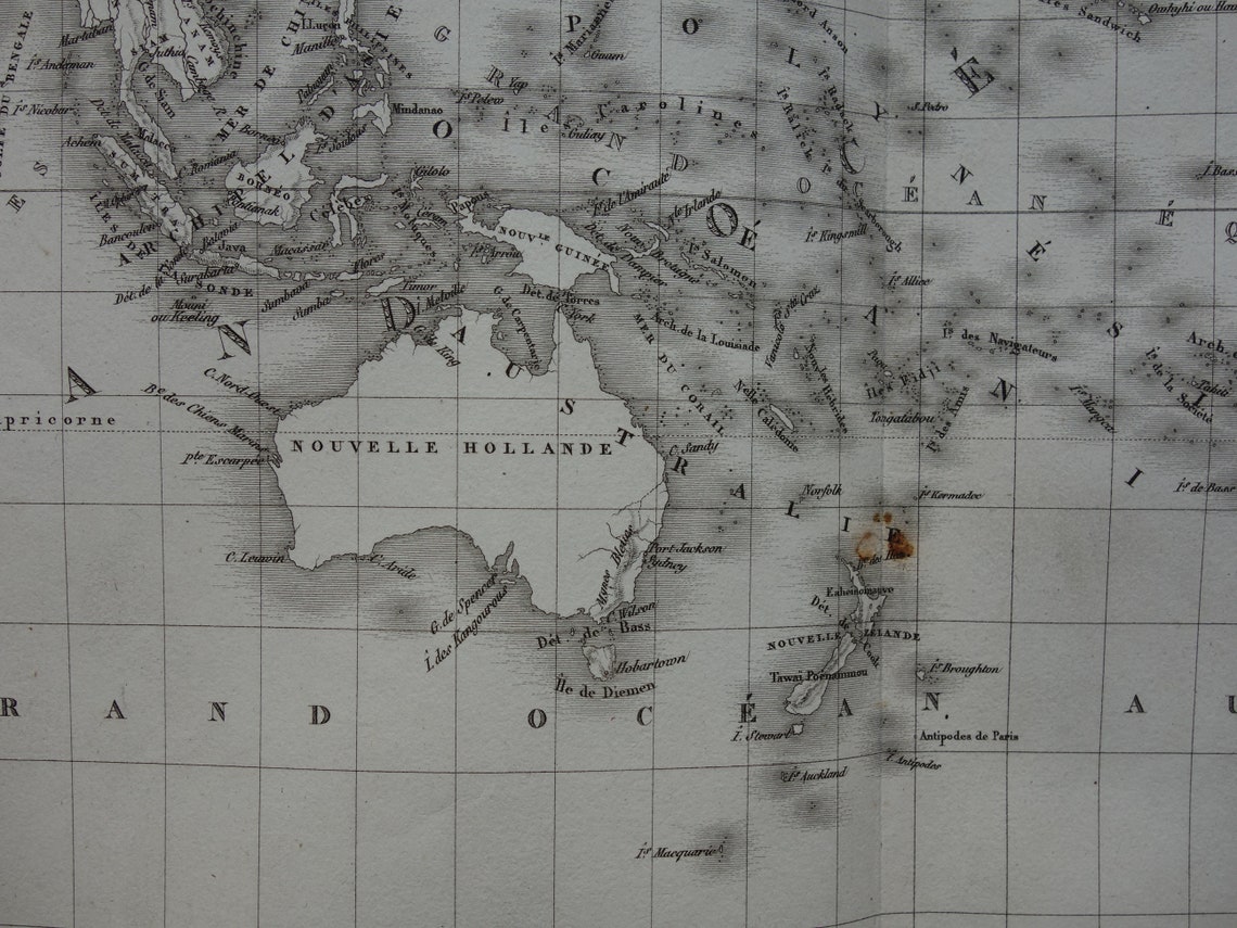 WORLD Map LARGE 1830 Original Antique Print of the World in Mercator's ...