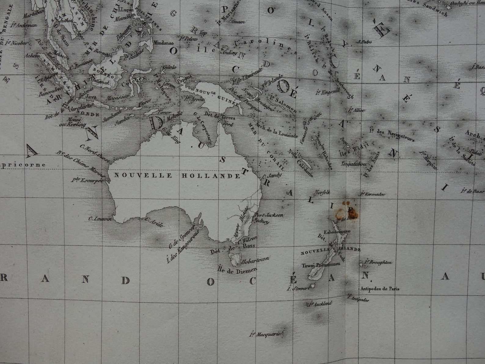 WORLD Map LARGE 1830 Original Antique Print of the World in - Etsy