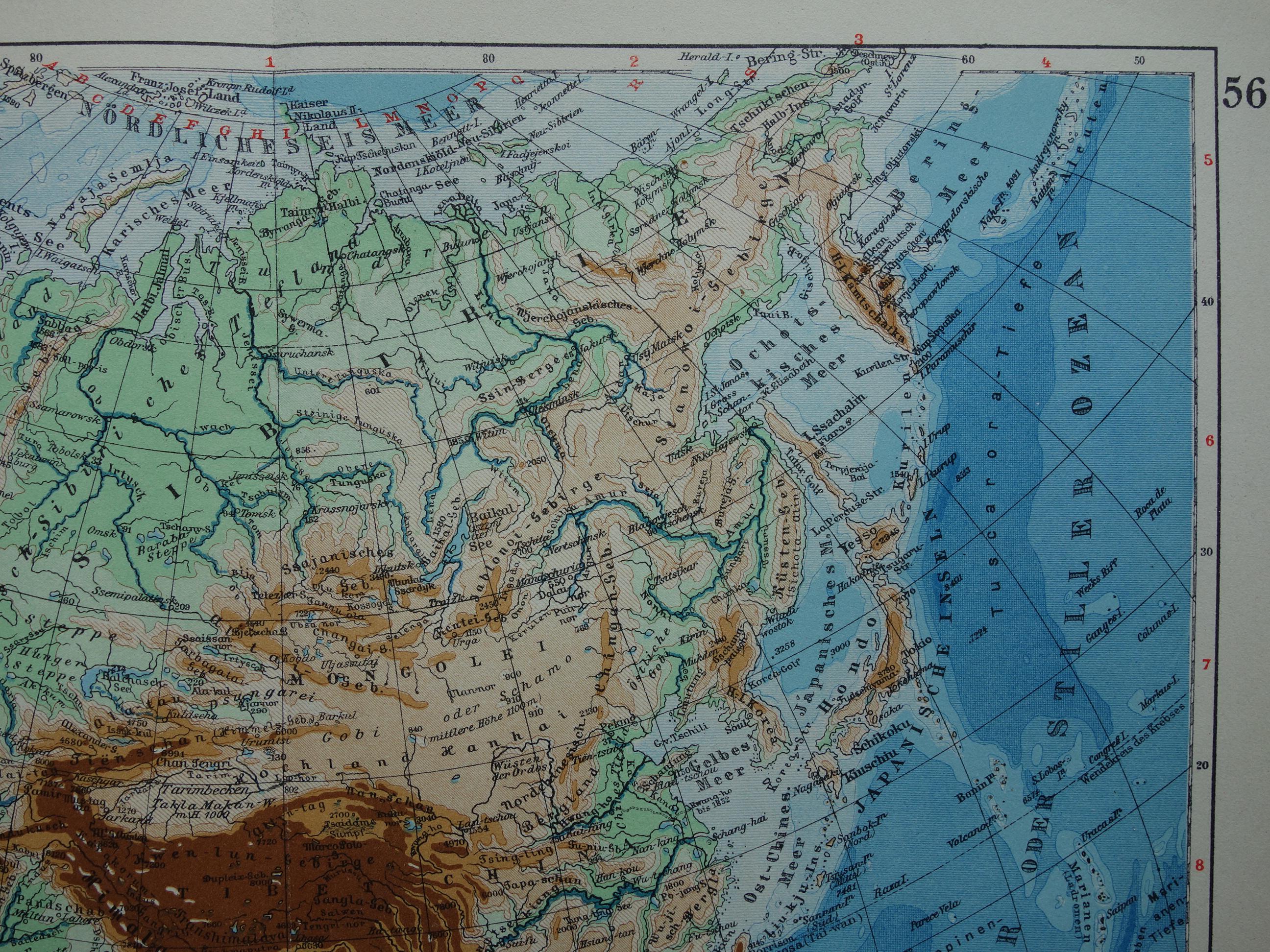 ASIA Old Map of Asia 1926 Original Vintage Maps Political and Physical ...