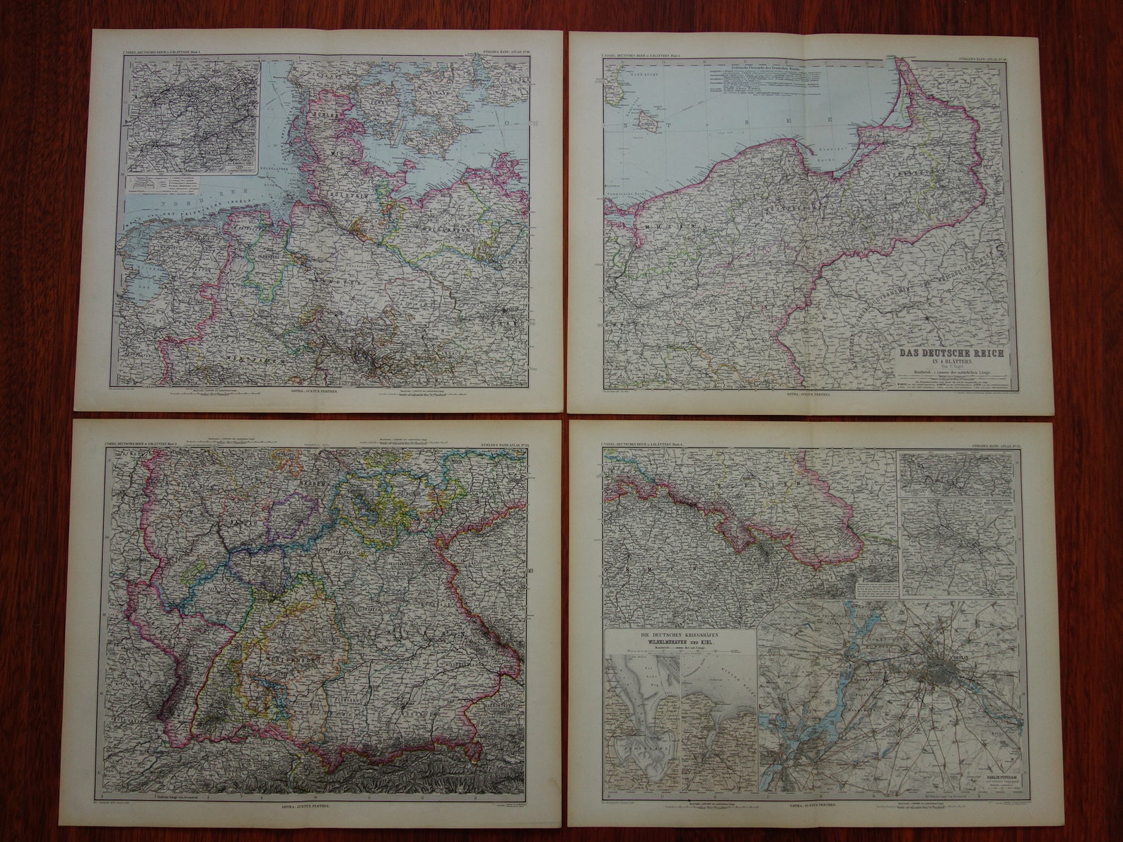 GERMANY Large Old Map Set of Four Maps 1886 Original Antique - Etsy