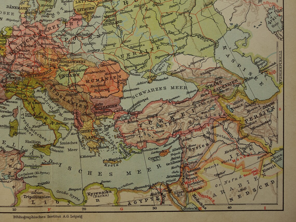 EUROPE Old Map of Europe 1931 Original Vintage Political Print of ...