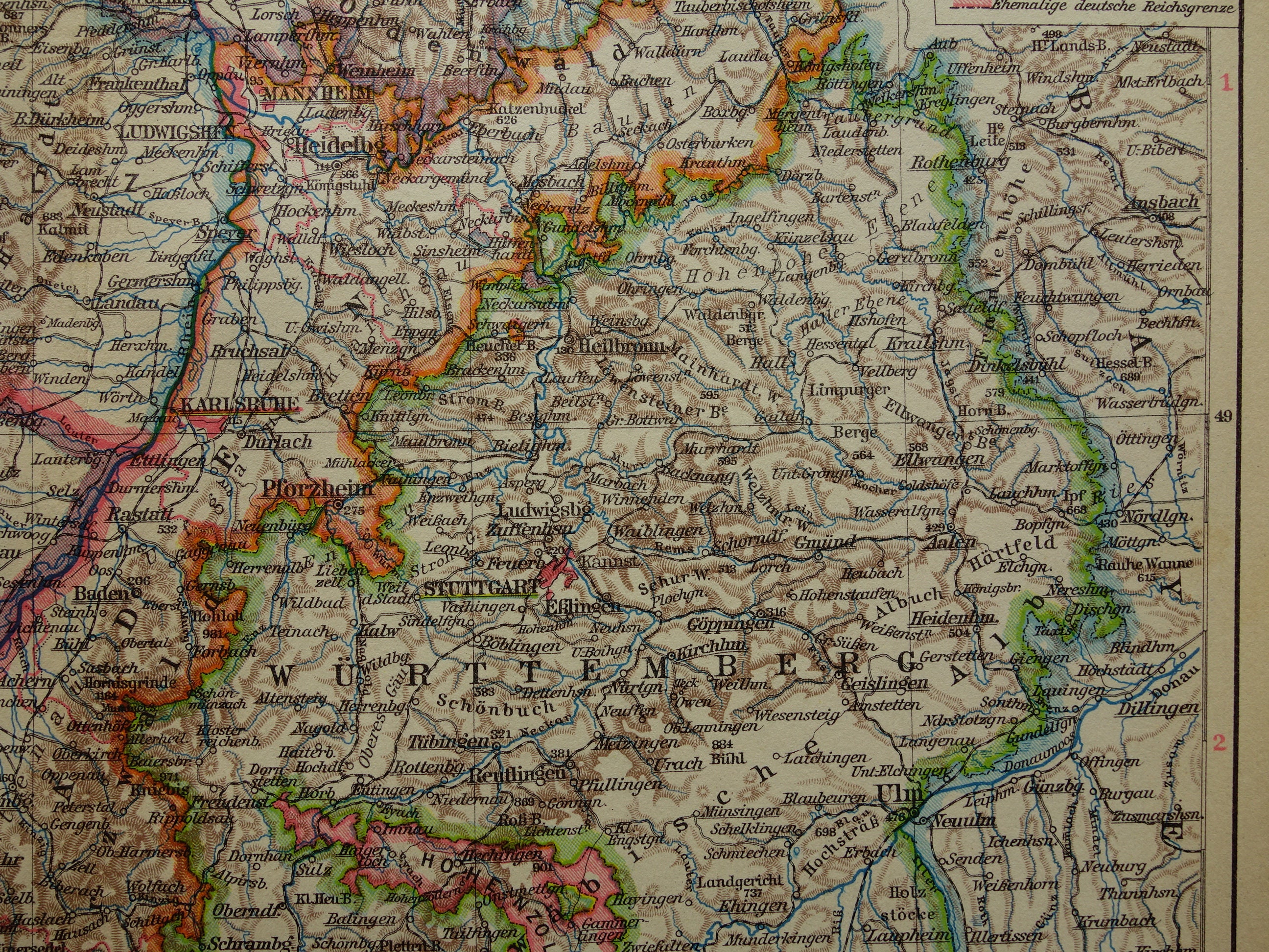 1928 old map of Baden Württemberg Germany vintage print with | Etsy