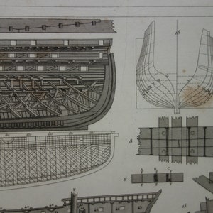 1849 SHIPS Old Print of Ship Design - Antique Maritime Poster Pictures ...