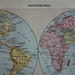 Old World Map 1902 Original Antique French Double Hemisphere Worldmap ...