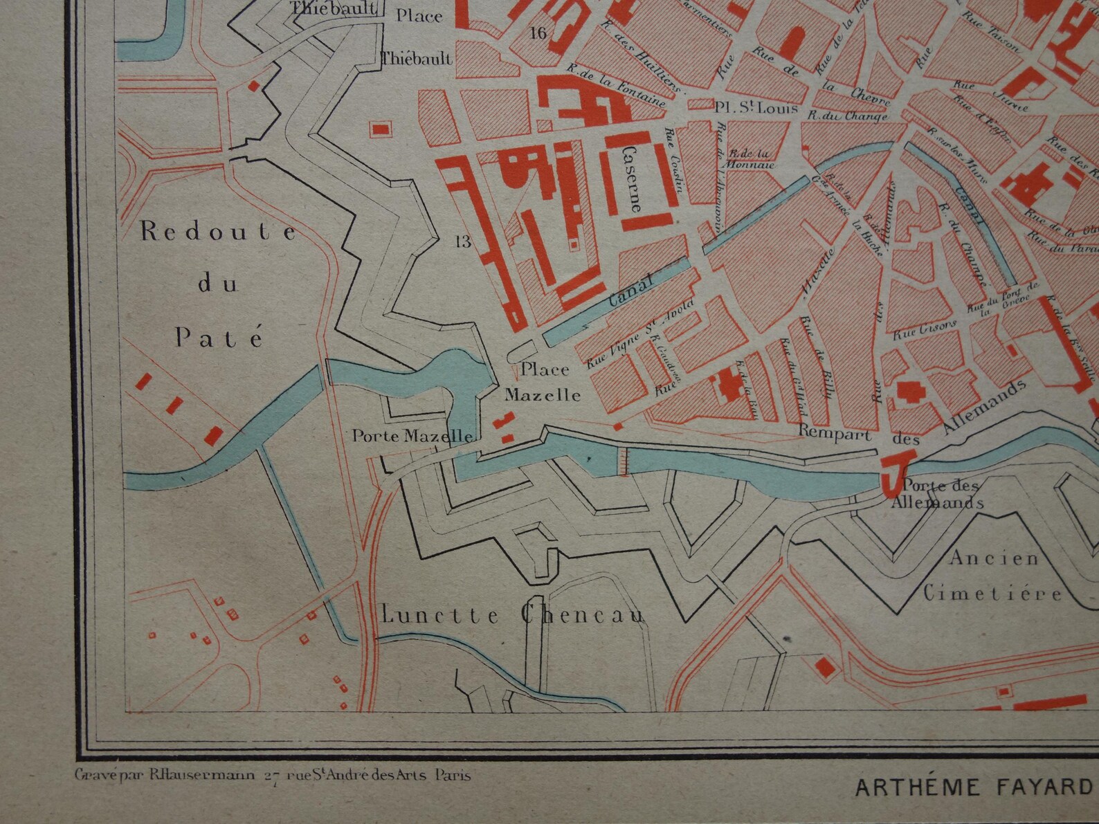 METZ Old Map Original 1877 Antique French Print of Metz France Vintage ...