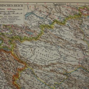 CHINA Antique Map of Chinese Empire Large Old German Print With Inset ...