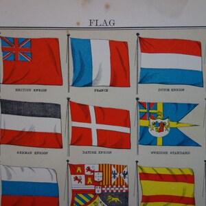 FLAGS Old Print of Flags 1879 Original Antique Flag Illustration ...