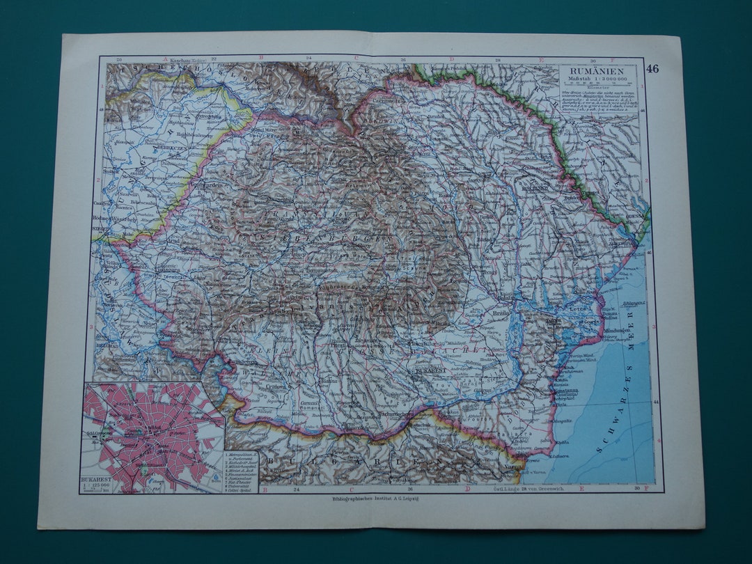 Old Map of Romania 1931 Vintage Print Poster About Rumania Inset Maps ...
