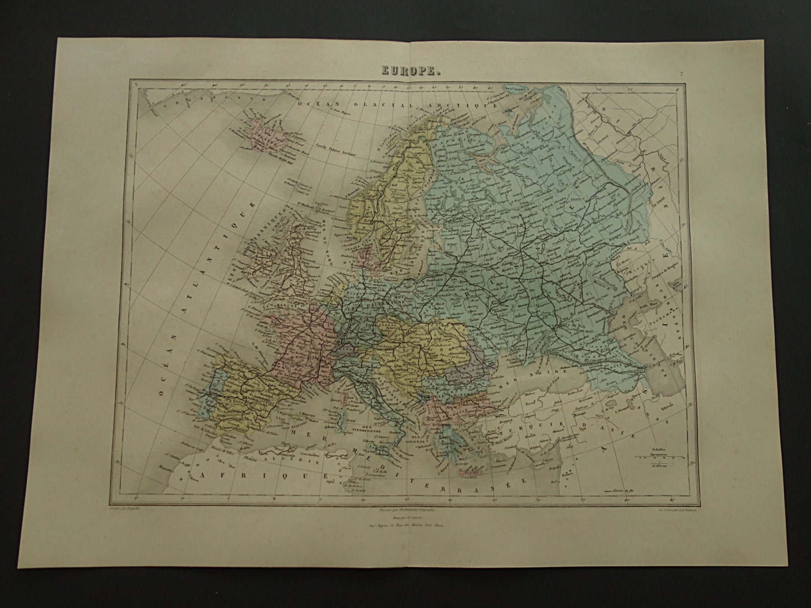 EUROPE Vintage Map of Europe Hand-colored 1883 Original - Etsy
