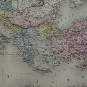 ROMAN EMPIRE Map LARGE Original Old Antique French Print Poster of Rome ...