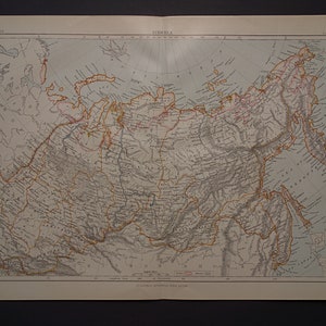 SIBERIA Old Map 1887 Original Antique English Print Poster of Russia ...