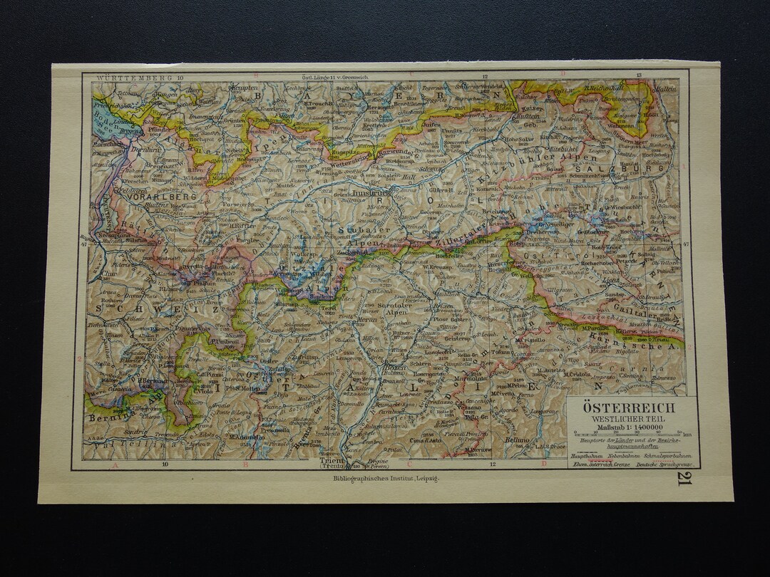 1928 Old Map of Austria Vintage Antique Print About West - Etsy