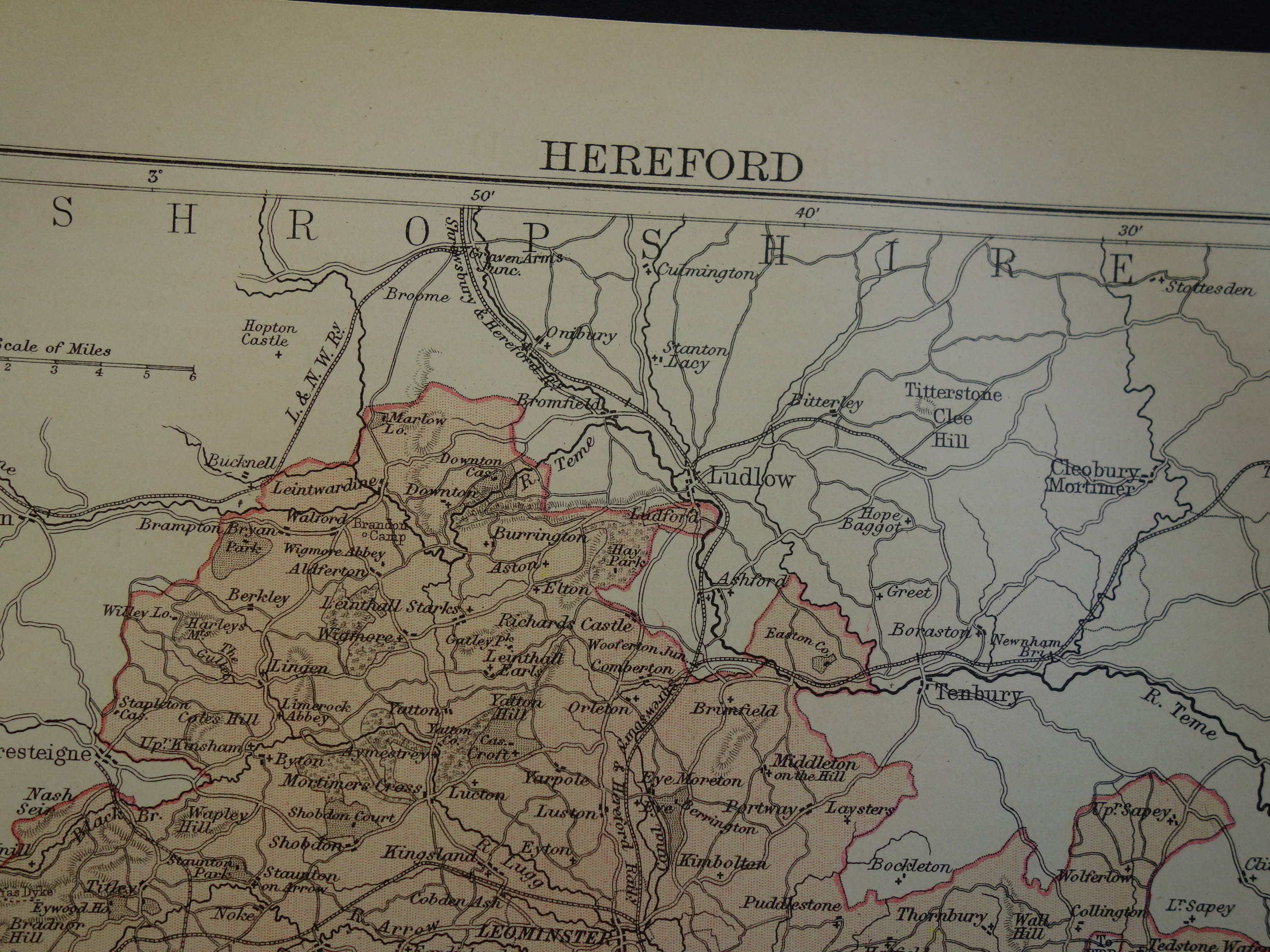 Hereford antique map 1880 original old map of Herefordshire | Etsy