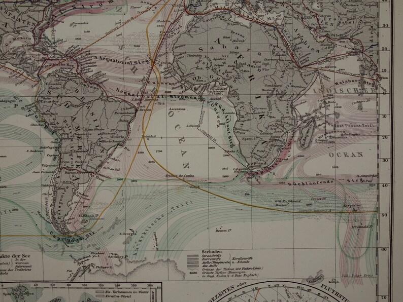 WORLD MAP Antique Worldmap Beautiful Original 1877 Transport | Etsy