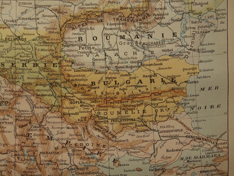 Old Map of the Balkans 1902 Original Antique French Map Greece Bulgaria ...