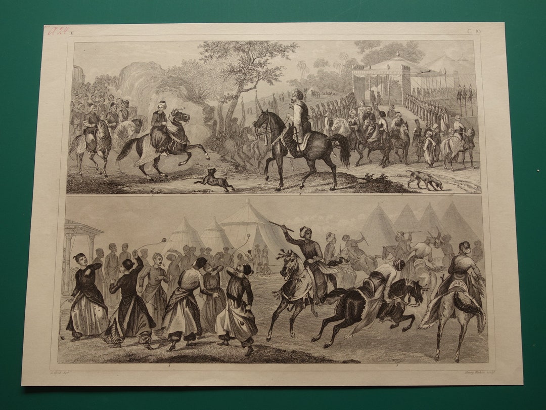 Antique Print About Ottoman Empire Pasha Jereed 1849 Original Old Army ...