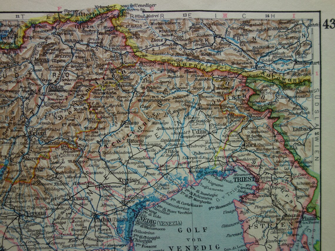 ITALY Old Map of Italy 1931 Vintage Print About Northern - Etsy