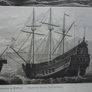 Historical Sailing Ships Antique Print Henry Grace à Dieu Big Harry ...